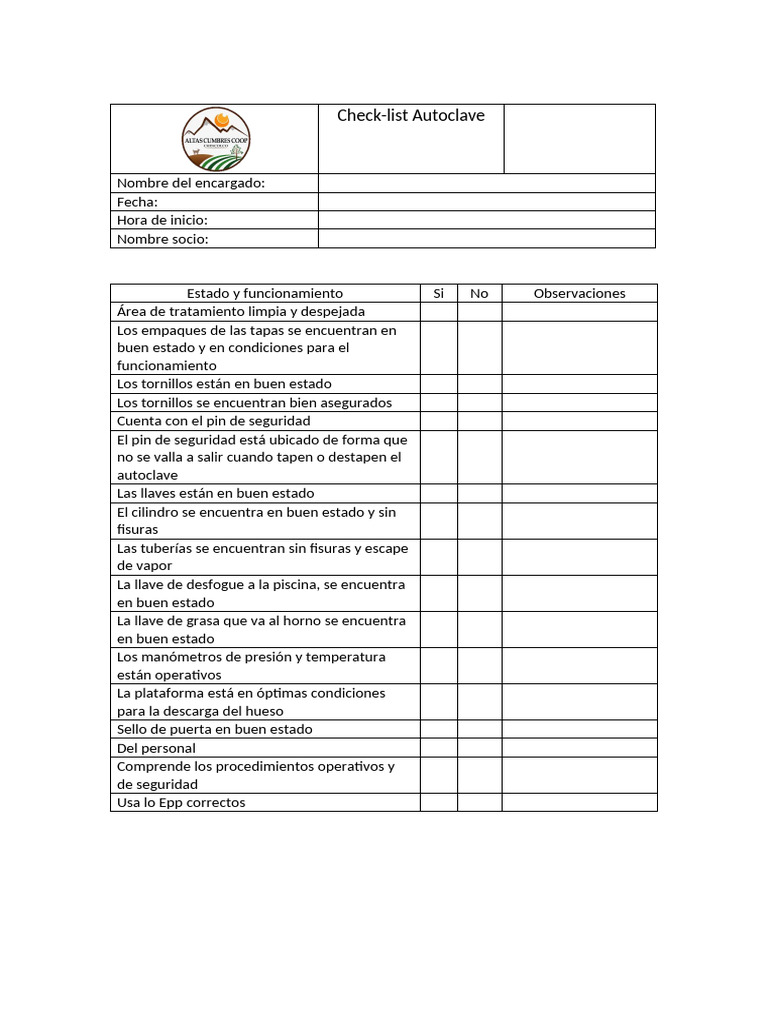 Copia de Check List Autoclave | PDF