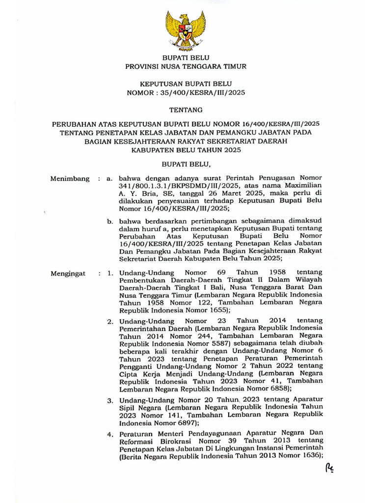 Fix + Cap Perubahan SK Kelas Jabatan - Maret 2025 | PDF