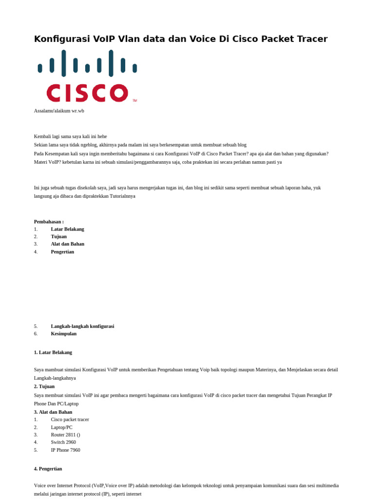 Konfigurasi VoIP VLAN di Cisco | PDF