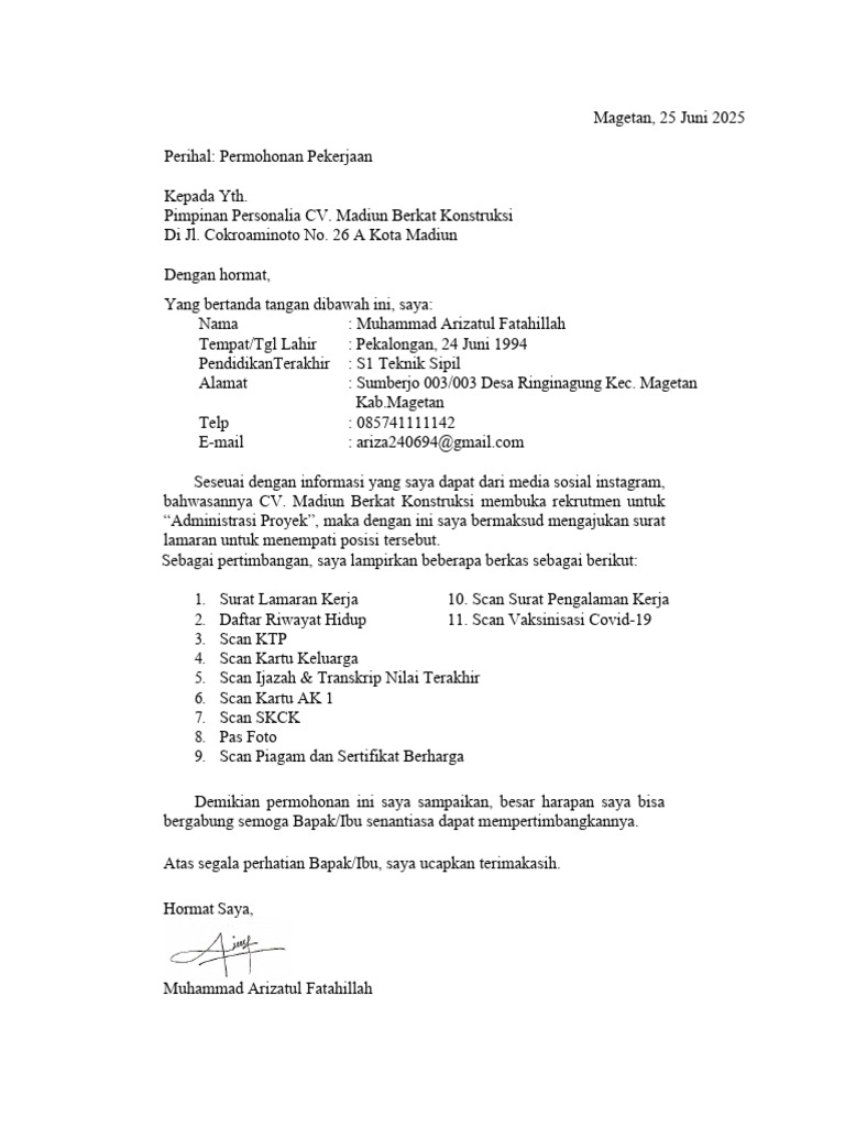 Form Surat Lamaran | PDF