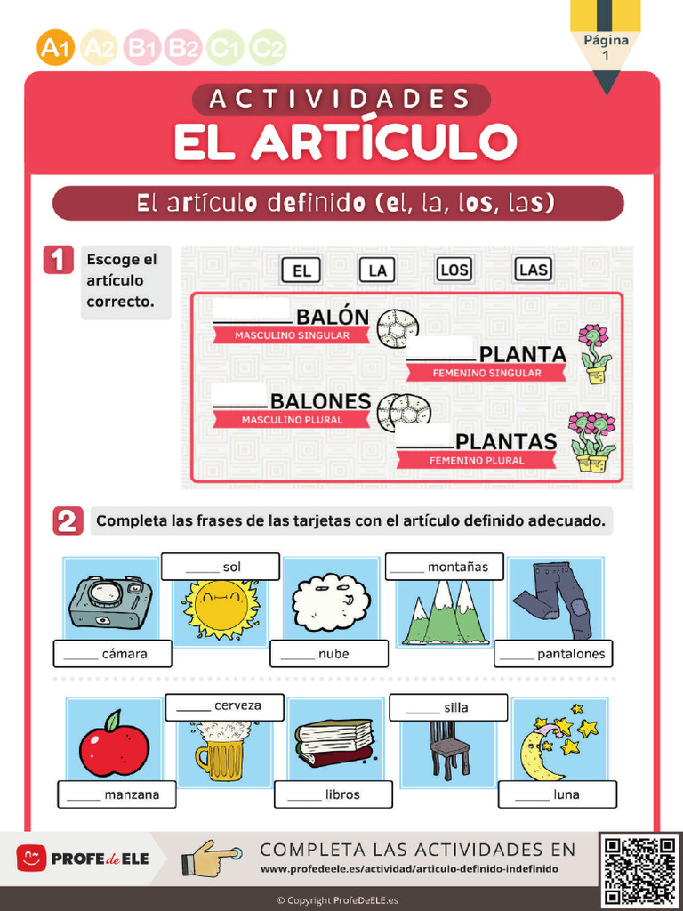 Cuadernillo - Artículo Definido e Indefinido (v.1.2) - Compressed | PDF