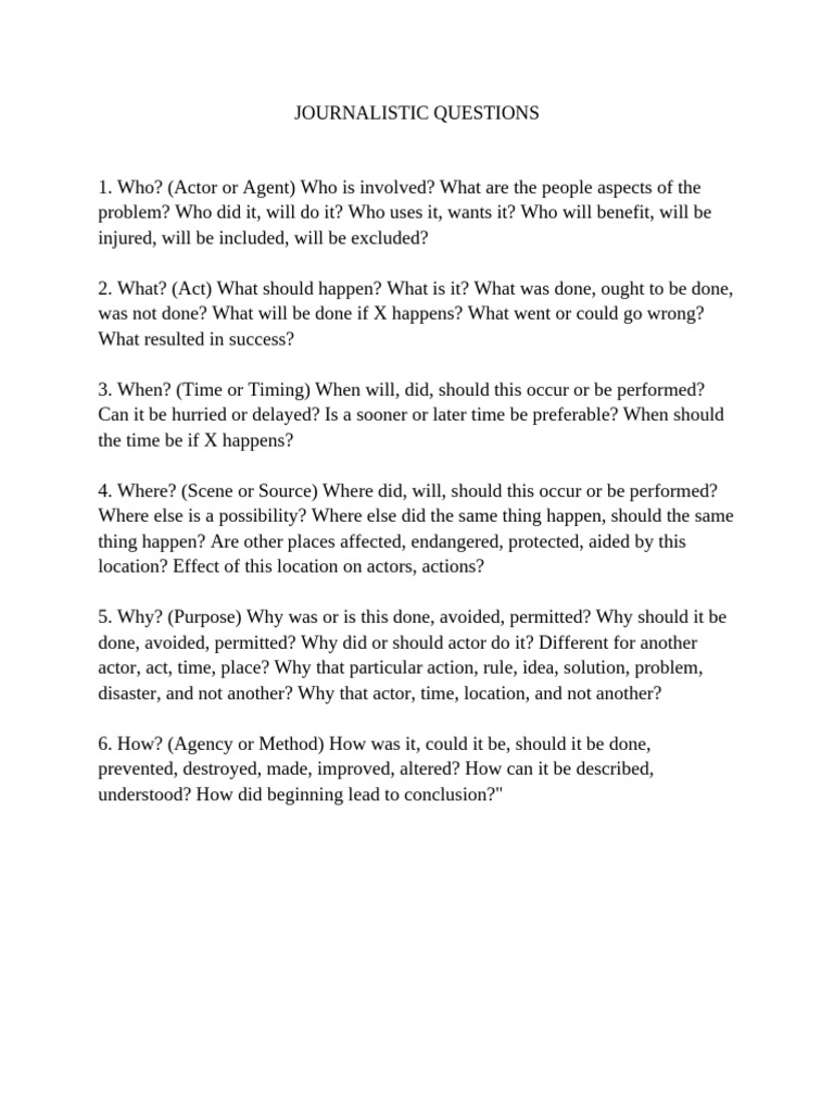 Journalistic Questions | PDF