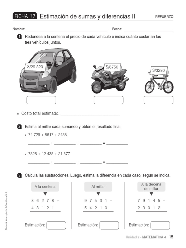 Estimaciones Suma y Reat 4to Prim. | PDF