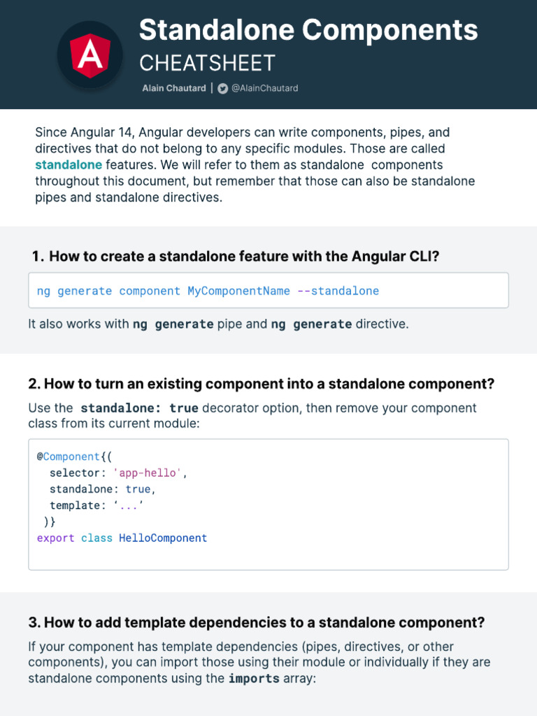 Standalone Components Cheatsheet | PDF | Computer Science | Software