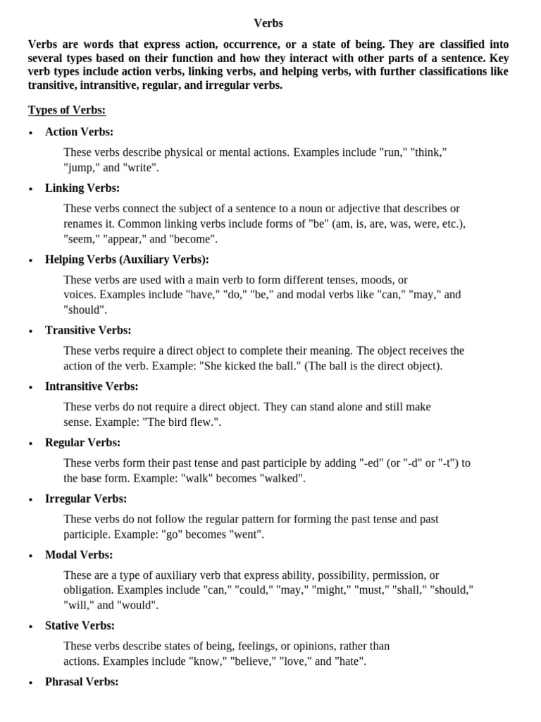 Verbs, Adverbs and Prepositions | PDF | Verb | Adverb