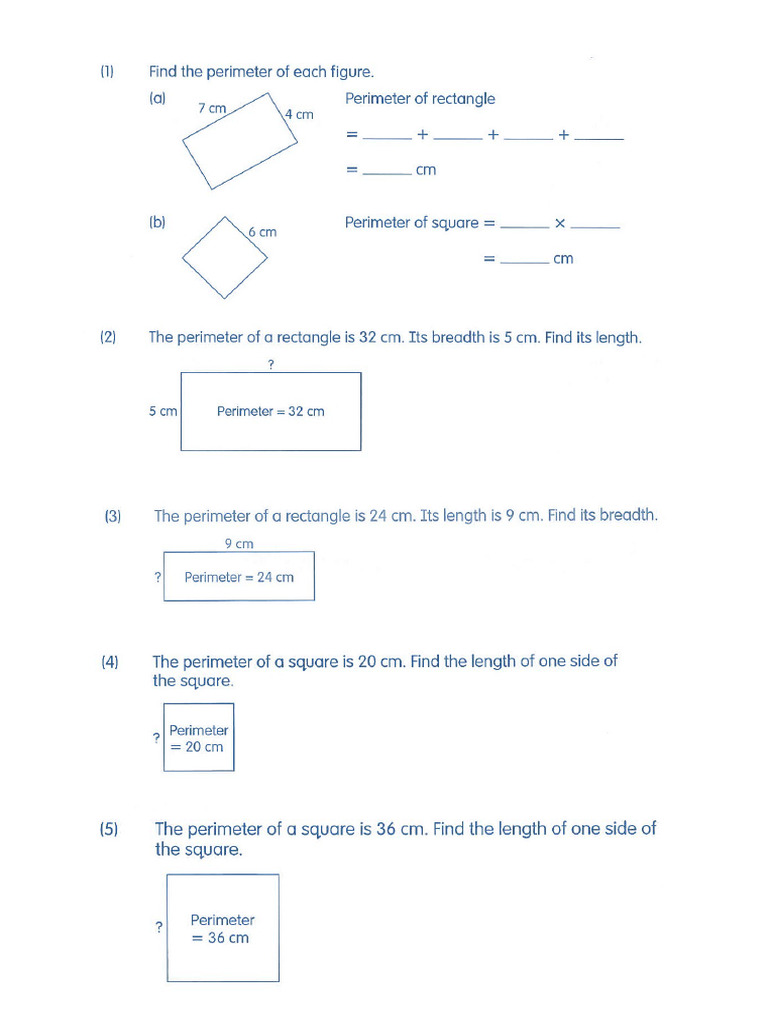 Area & Perimeter Square - Rectangle | PDF