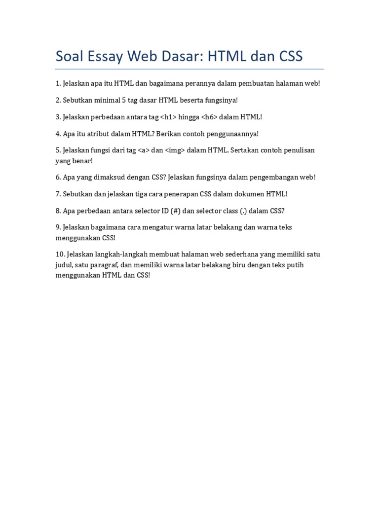 Soal Essay HTML Css | PDF