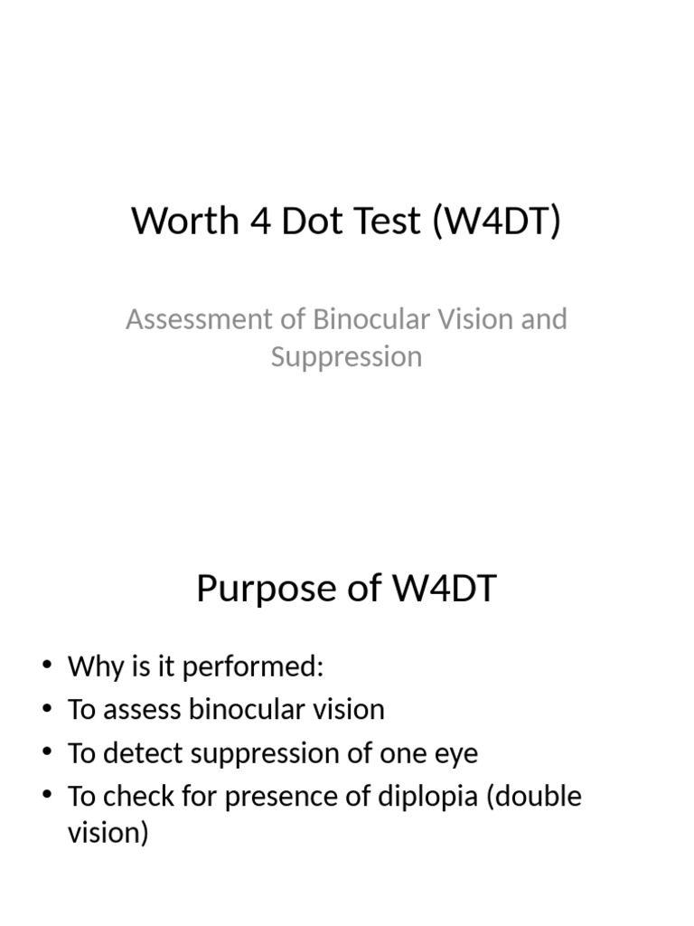 Worth 4 Dot Test W4DT | PDF