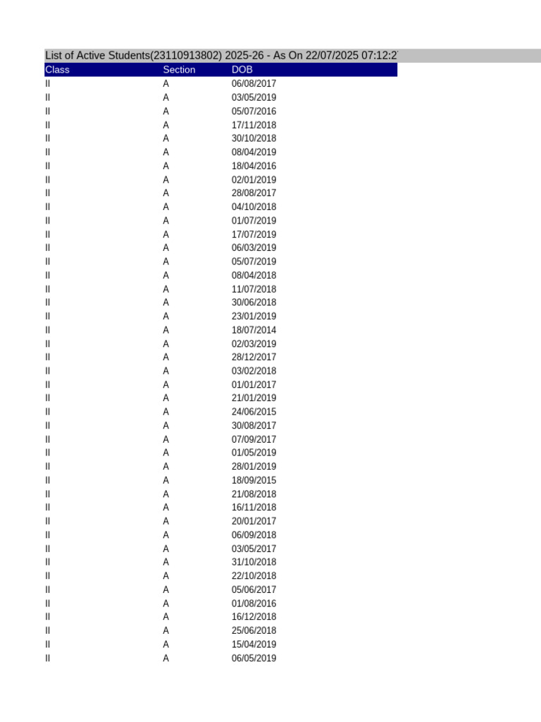 Active Student List 2025-26 | PDF