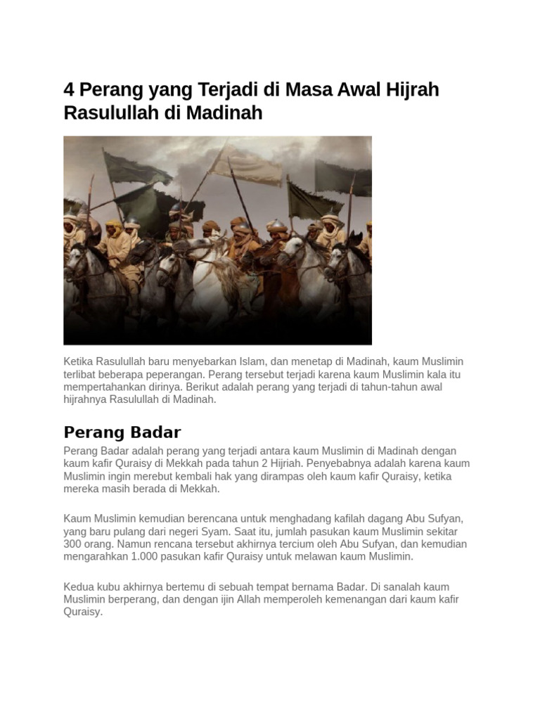 Perang Awal Islam di Madinah | PDF