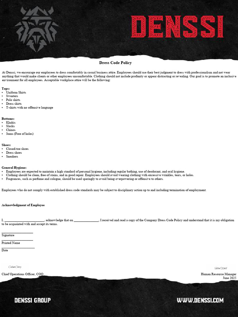 Dress Code Policy | PDF