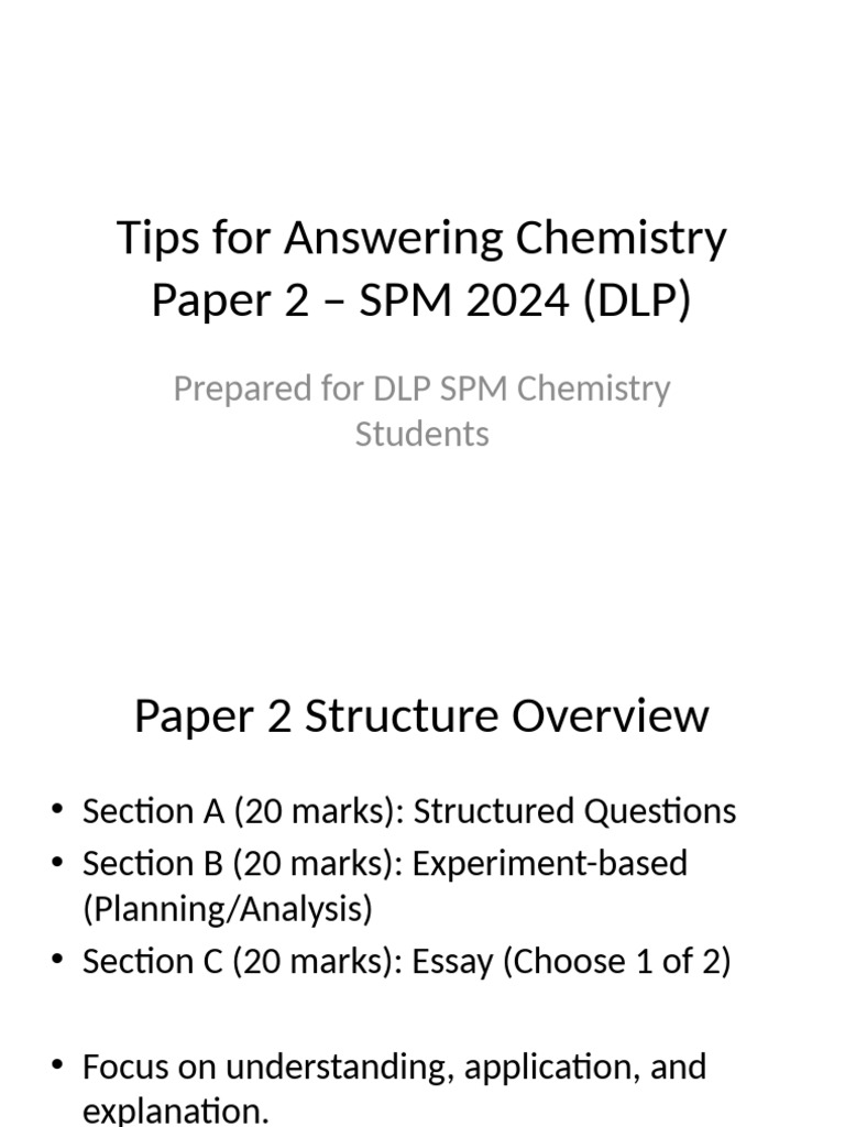 SPM Chemistry Paper2 Tips 2024 | PDF | Titration | Chemistry