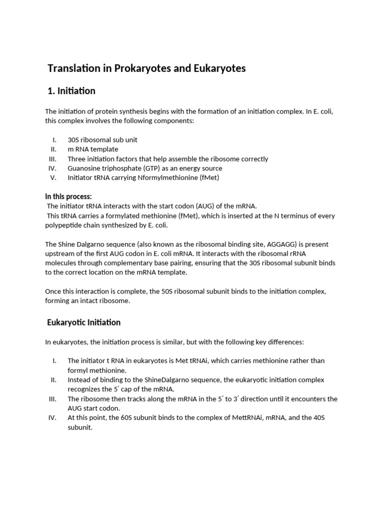 Prokaryotic vs Eukaryotic Translation | PDF | Ribosome | Translation ...