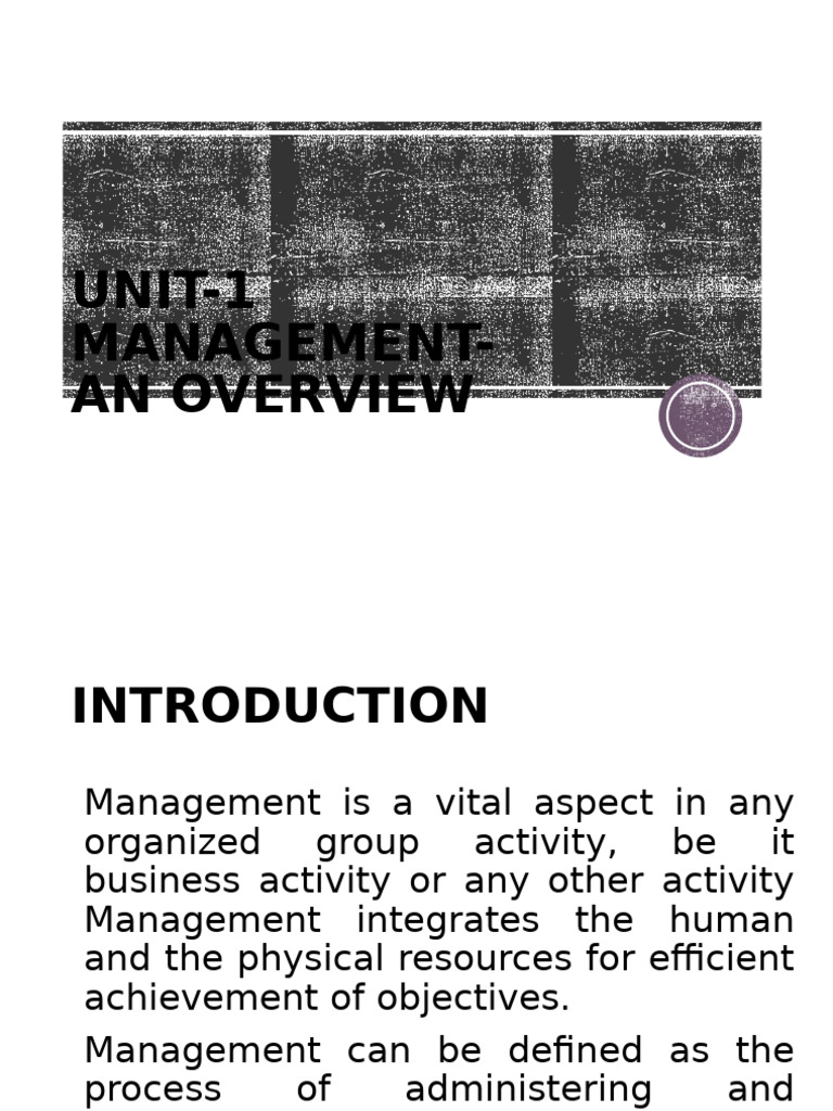 UNIT-1 Management-An Overview | PDF | Business | Economies