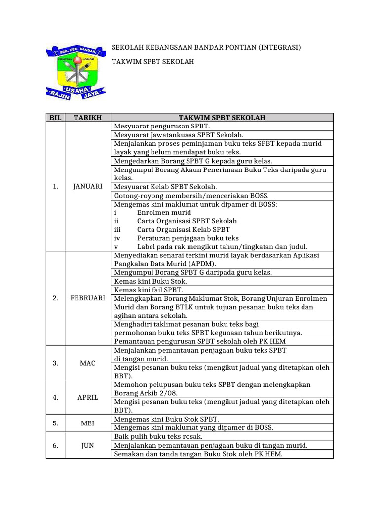1.takwim SPBT | PDF