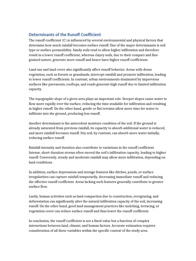 Determinants of Runoff Coefficient | PDF | Surface Runoff | Soil