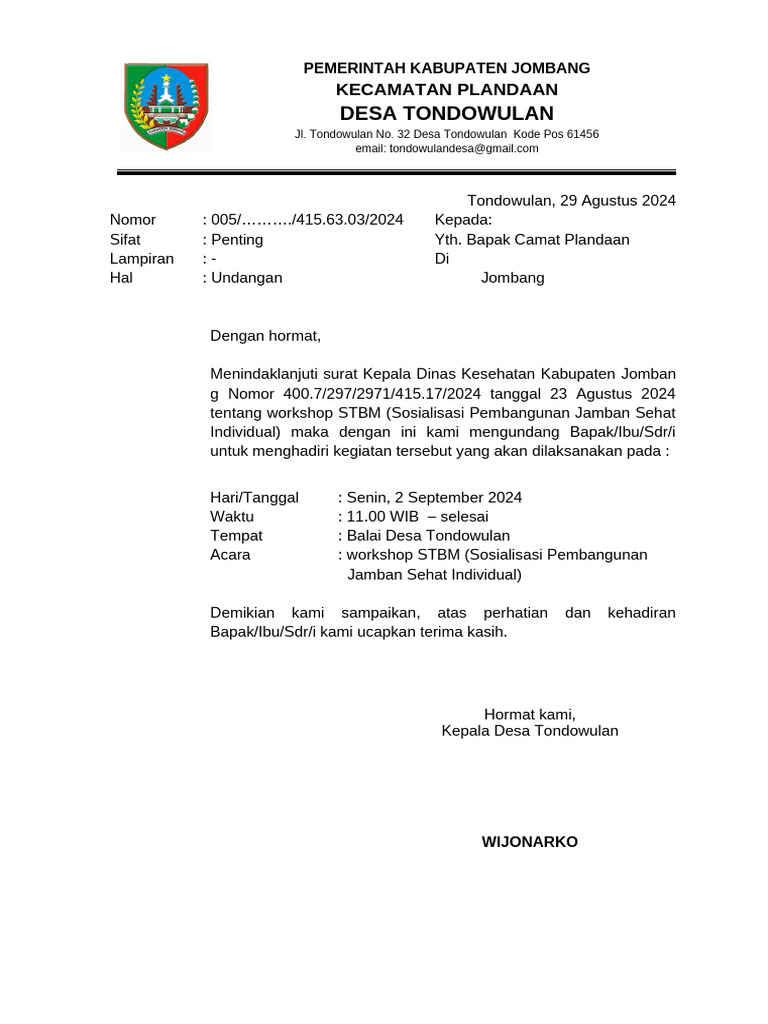 1.1. UNDANGAN Workshop STBM 2024 | PDF