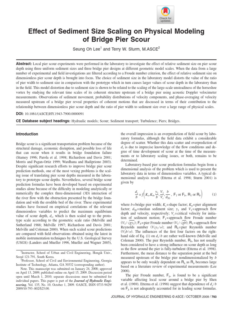 2009 - Effect of Sediment Size Scaling On Physical Modelling of Bridge ...