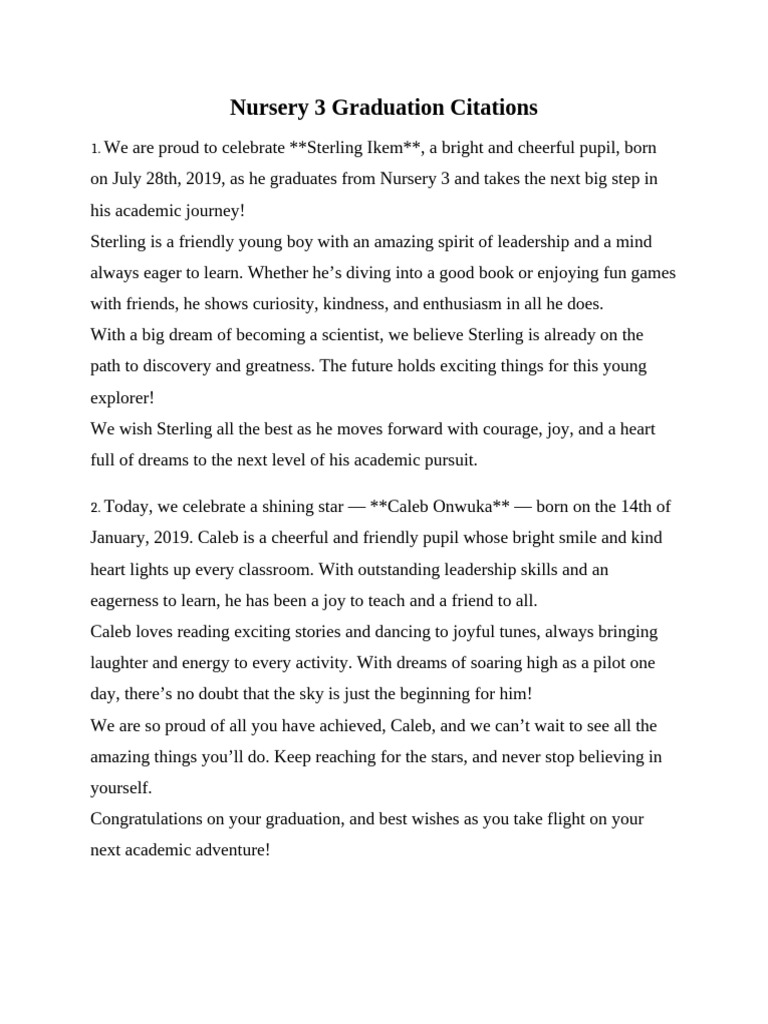 Complete Graduation Citations Nur 3 | PDF | Love