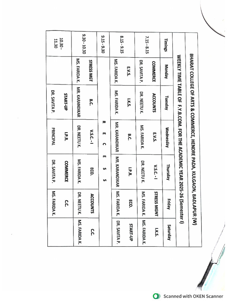 Time Table - 1 | PDF