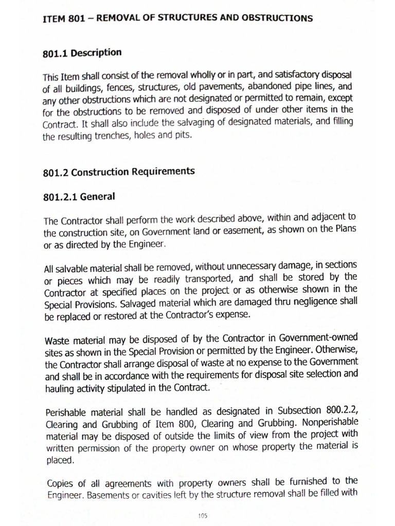 Item 801 - Removal of Structures and Obstructions | PDF