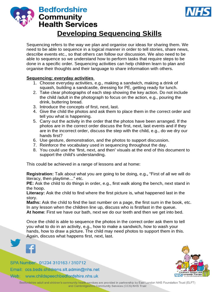 Developing Sequencing Skills | PDF | Cognition | Learning