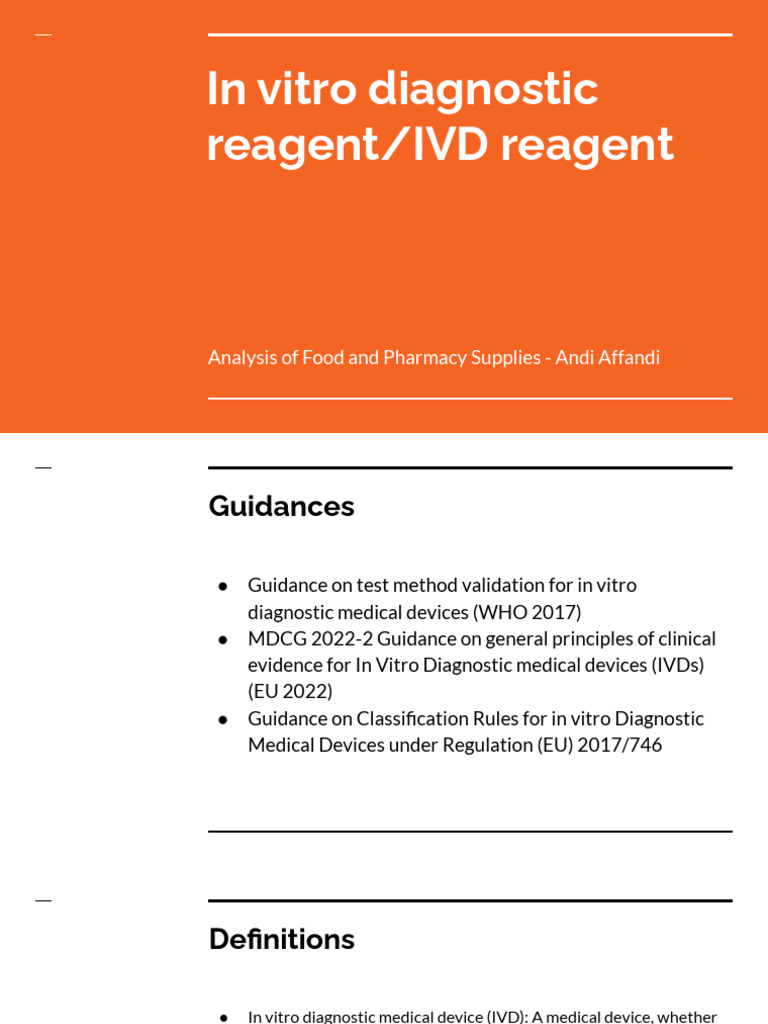 In Vitro Diagnostic Reagents Overview | PDF | Detection Limit | Medical ...