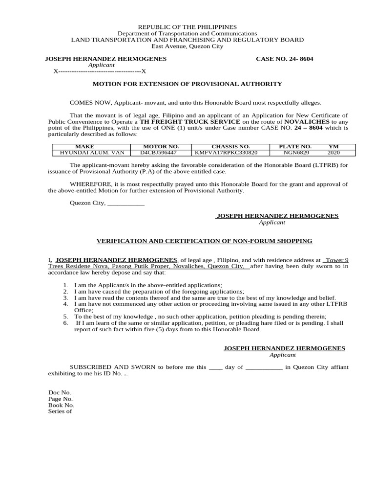 Motion For Extn of Pa 1 Page Fe P. Dalde | PDF | Justice | Crime & Violence