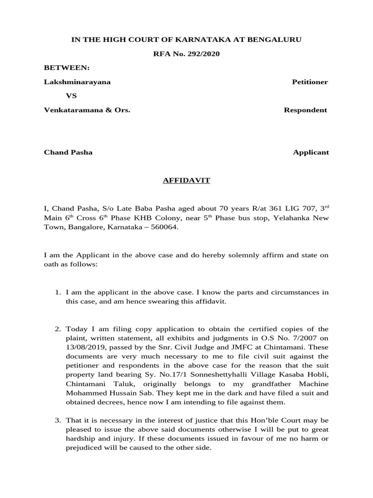 Chand Pasha Affidavit | PDF