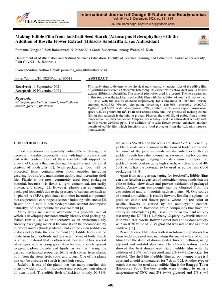 Making Edible Film From Jackfruit Seed S | PDF | Foods | Radical ...