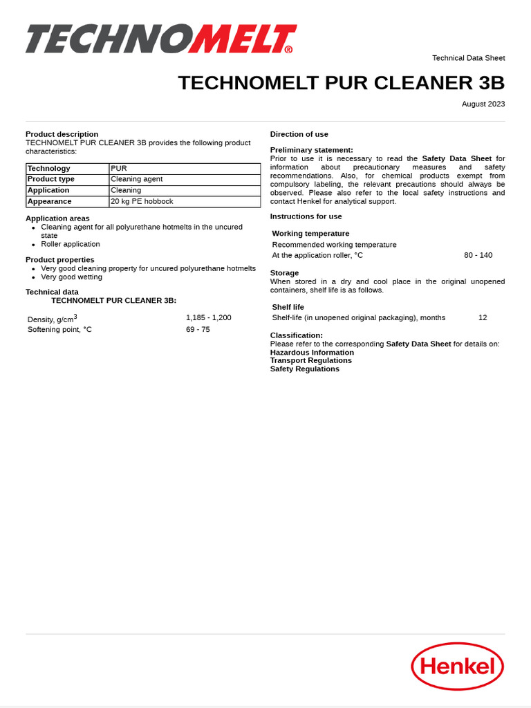 TECHNOMELT PUR CLEANER 3B en - GL | PDF | Legal Liability | Implied ...