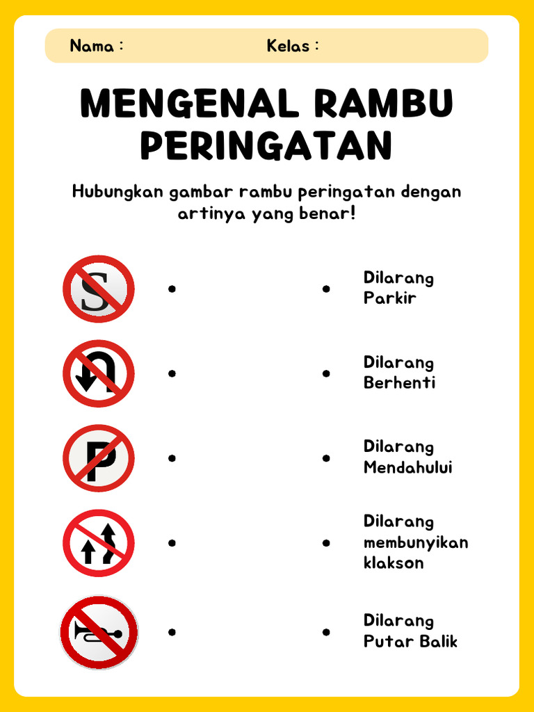 Mengenal Rambu Peringatan Lembar Kerja Kuning Minimalis | PDF