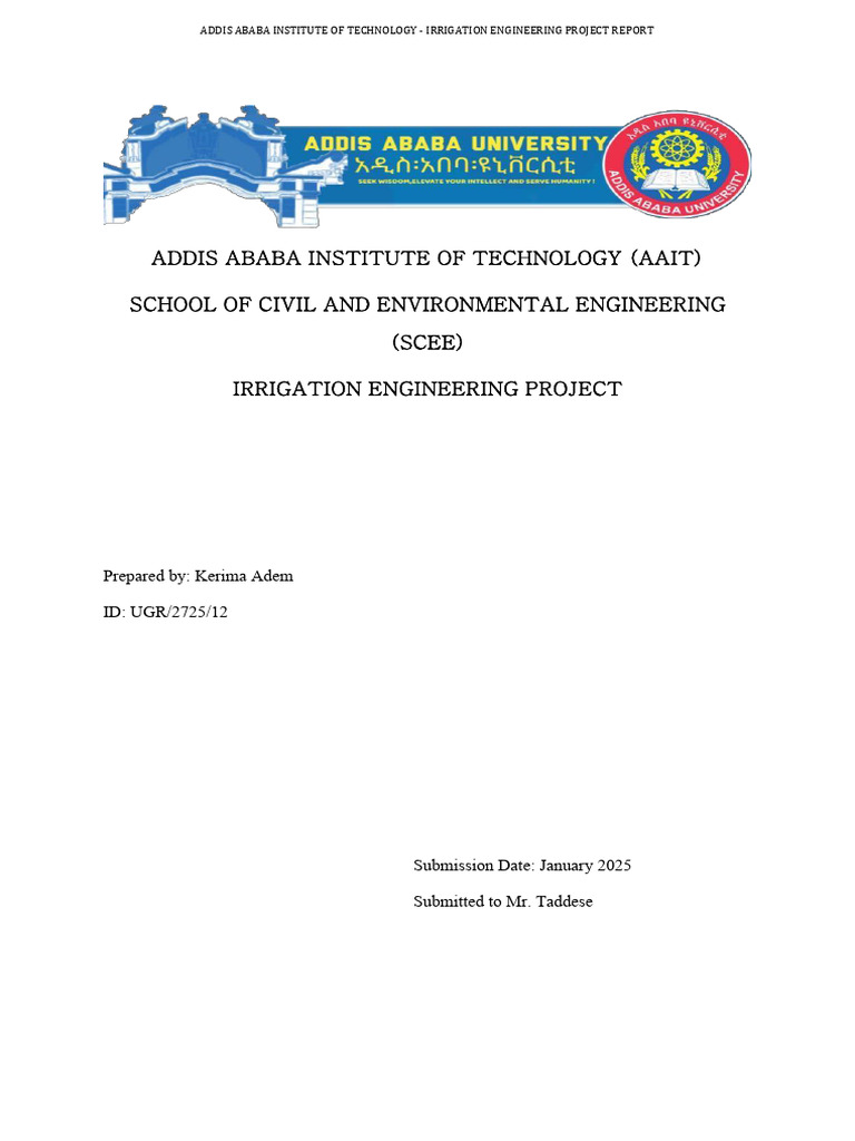 Irrigation Engineering Project in Ethiopia | PDF | Irrigation ...