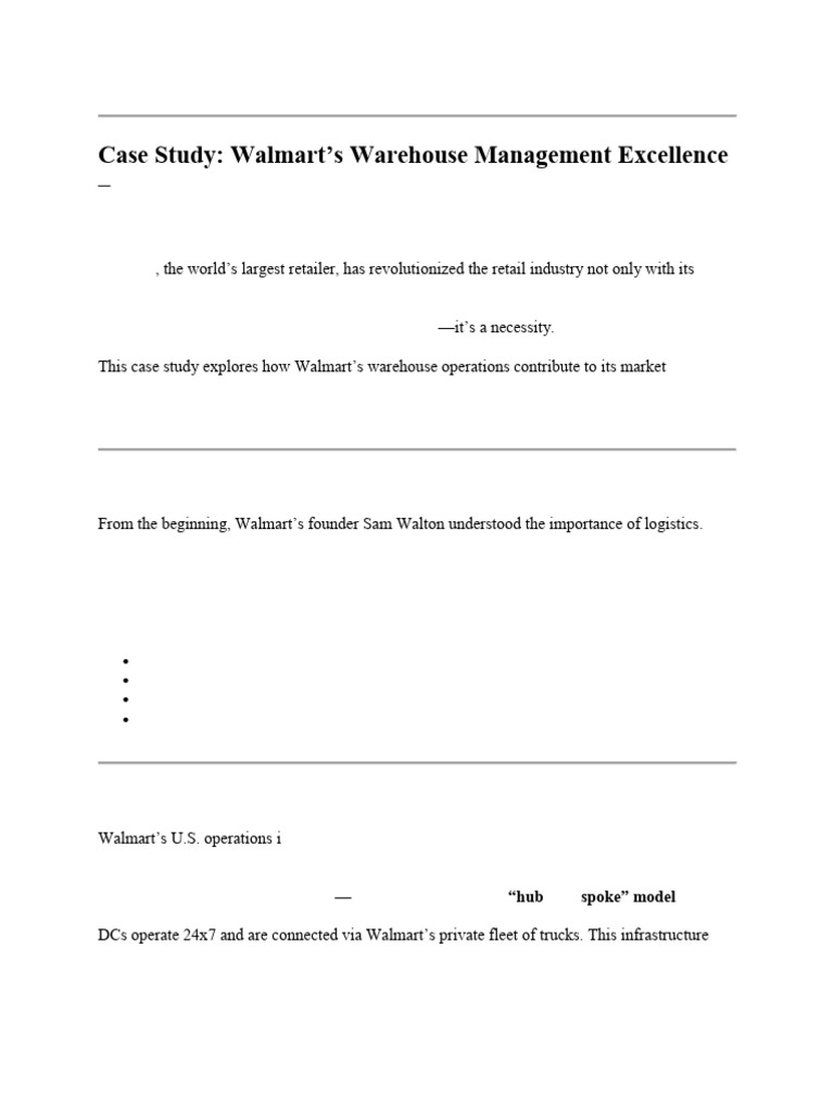 Walmart's WMS: A Case Study in Excellence | PDF | Warehouse | Logistics