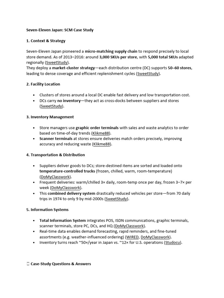 Seven Eleven Japan SCM Case Study | PDF | Supply Chain Management | Logistics