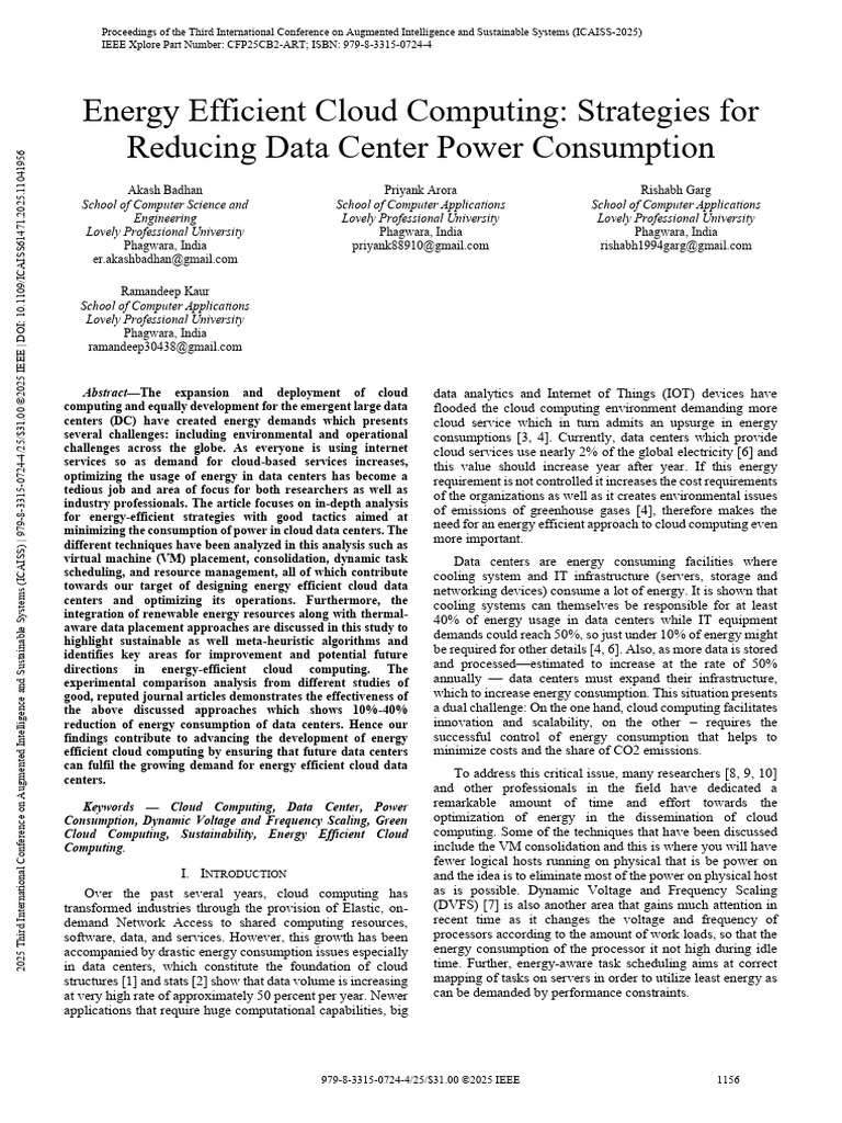 Energy Efficient Cloud Computing Strategies For Reducing Data Center Power Consumption | PDF ...