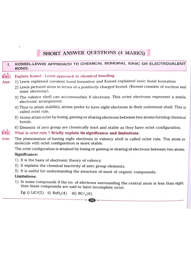 Imp - Ques of Chemical Bonding 4 Marks - 10 | PDF