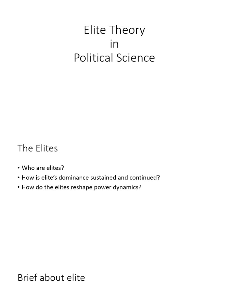 Elite Theory For Students | PDF | Elite | Meritocracy