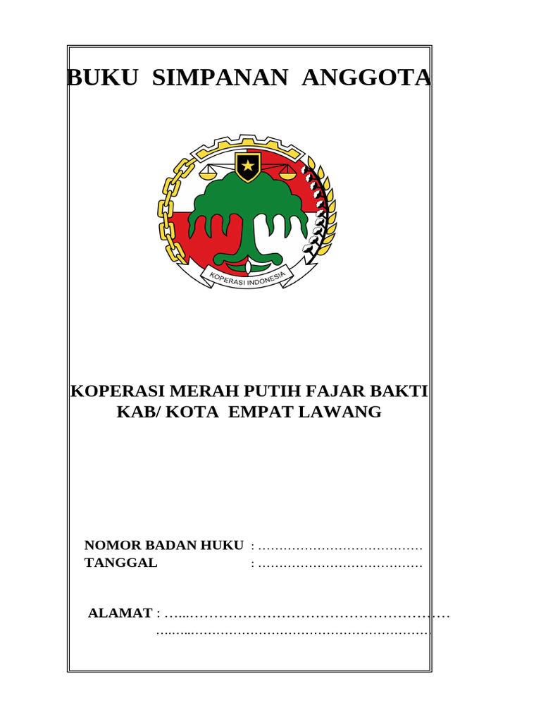Contoh Buku Simpanan Koperasi | PDF