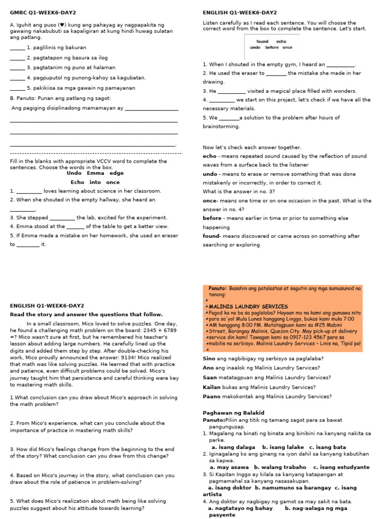 Grade 3 Activities | PDF