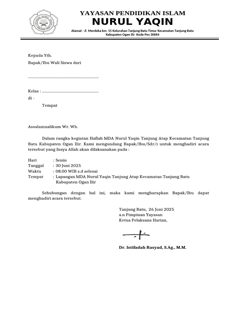 Undangan Haflah 2025 Mda | PDF