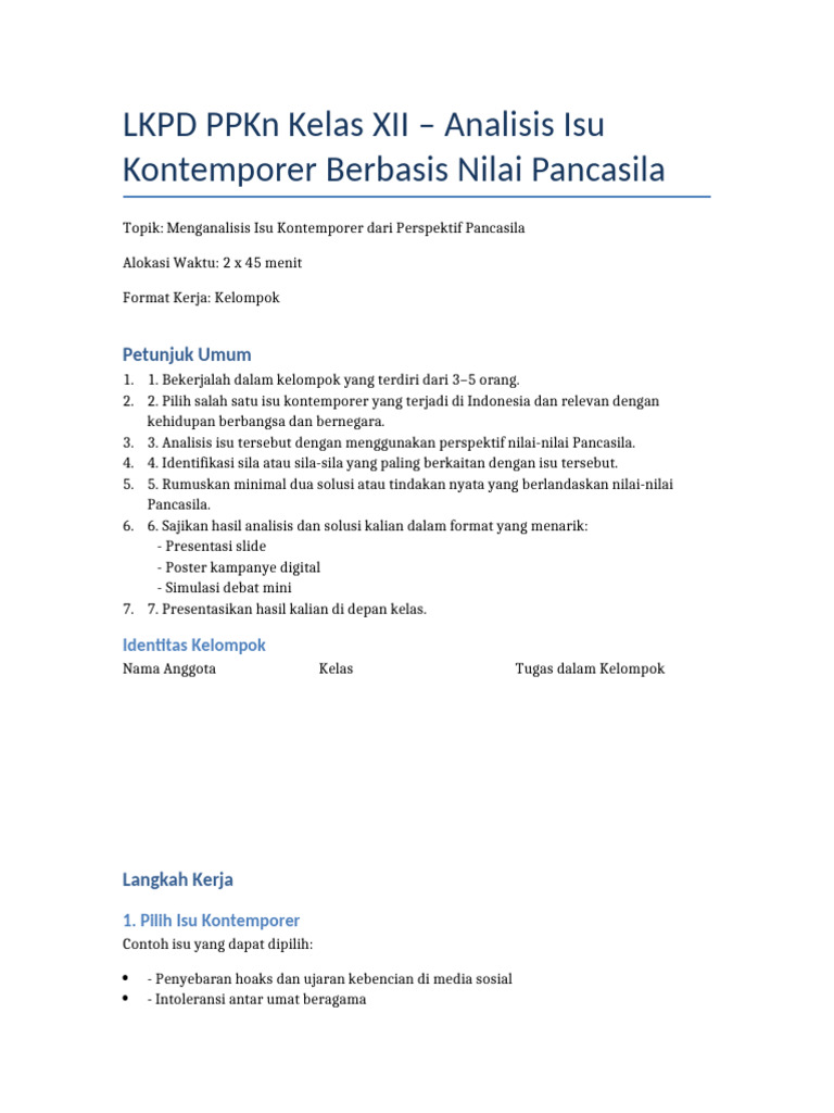 PPKN Kelas XII Isu Kontemporer Pancasila | PDF