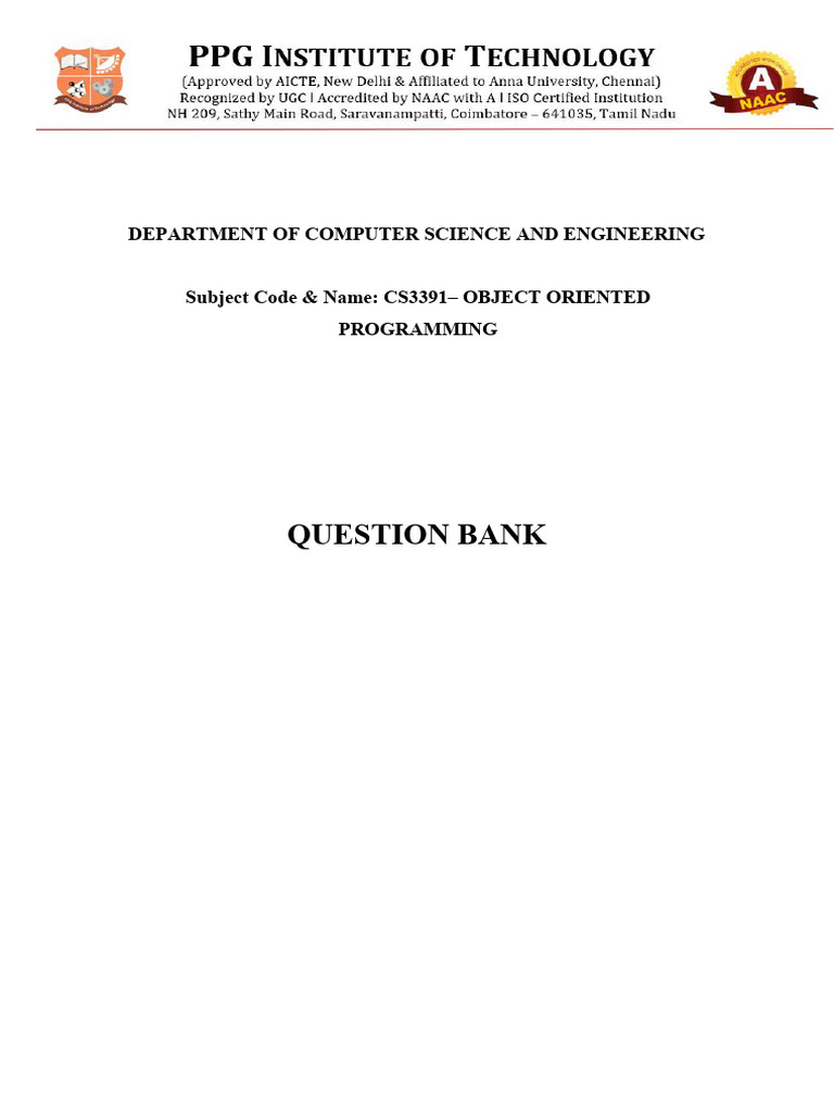 OOPS QB Merged | PDF | Class (Computer Programming) | Inheritance (Object Oriented Programming)