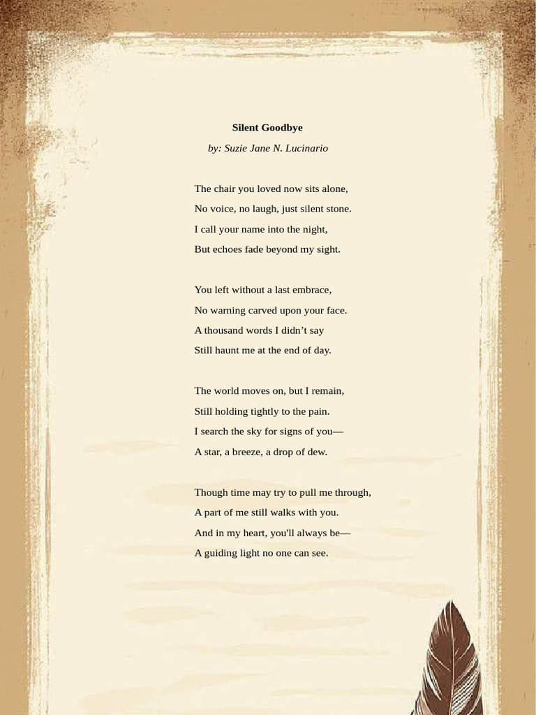 Silent Goodbye: A Poem of Loss | PDF