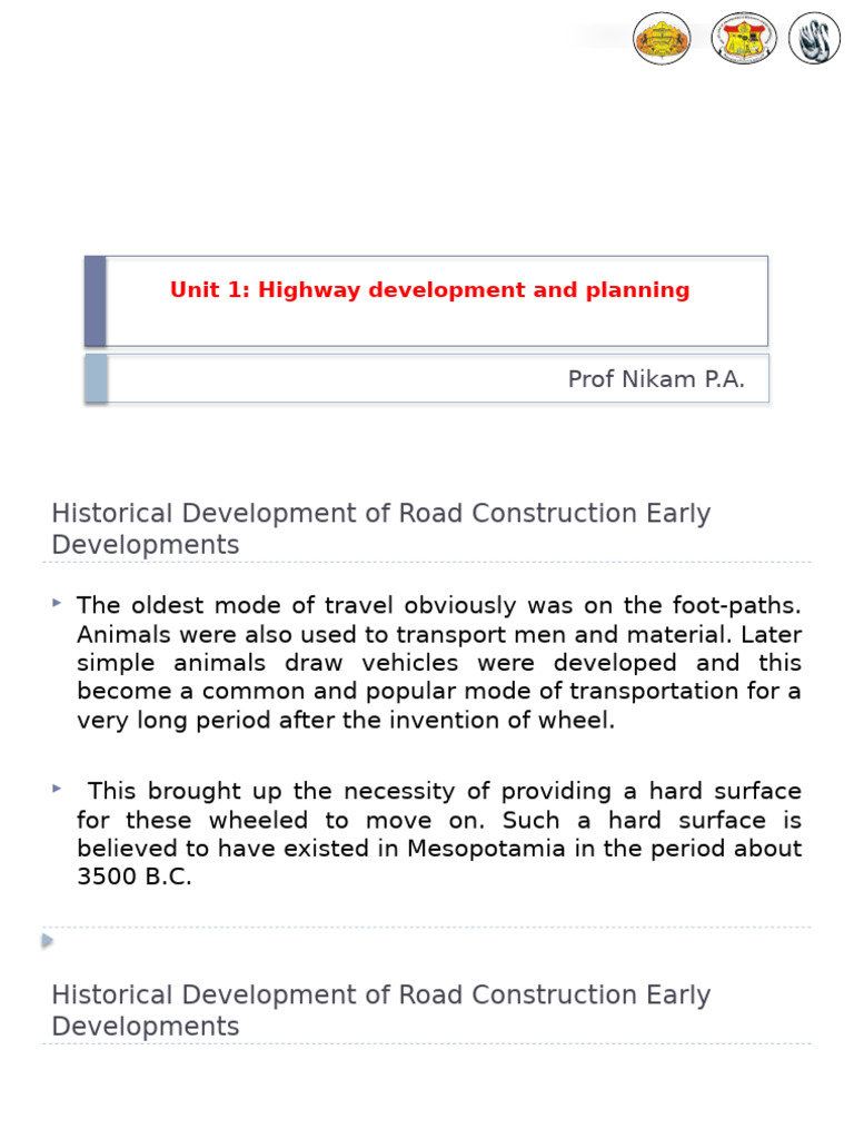 Unit 1: Highway Development and Planning | PDF | Road | Traffic