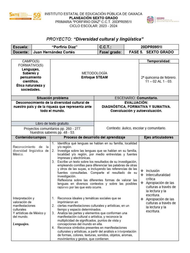 Proyecto Sexto Grado-1 | PDF | México | Aprendizaje
