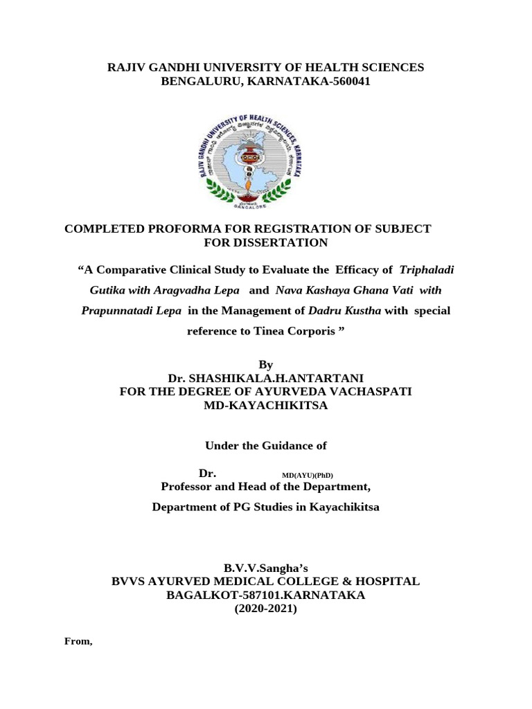 DADRU SYNOPSIS Final Correction | PDF | Ayurveda | Medicine