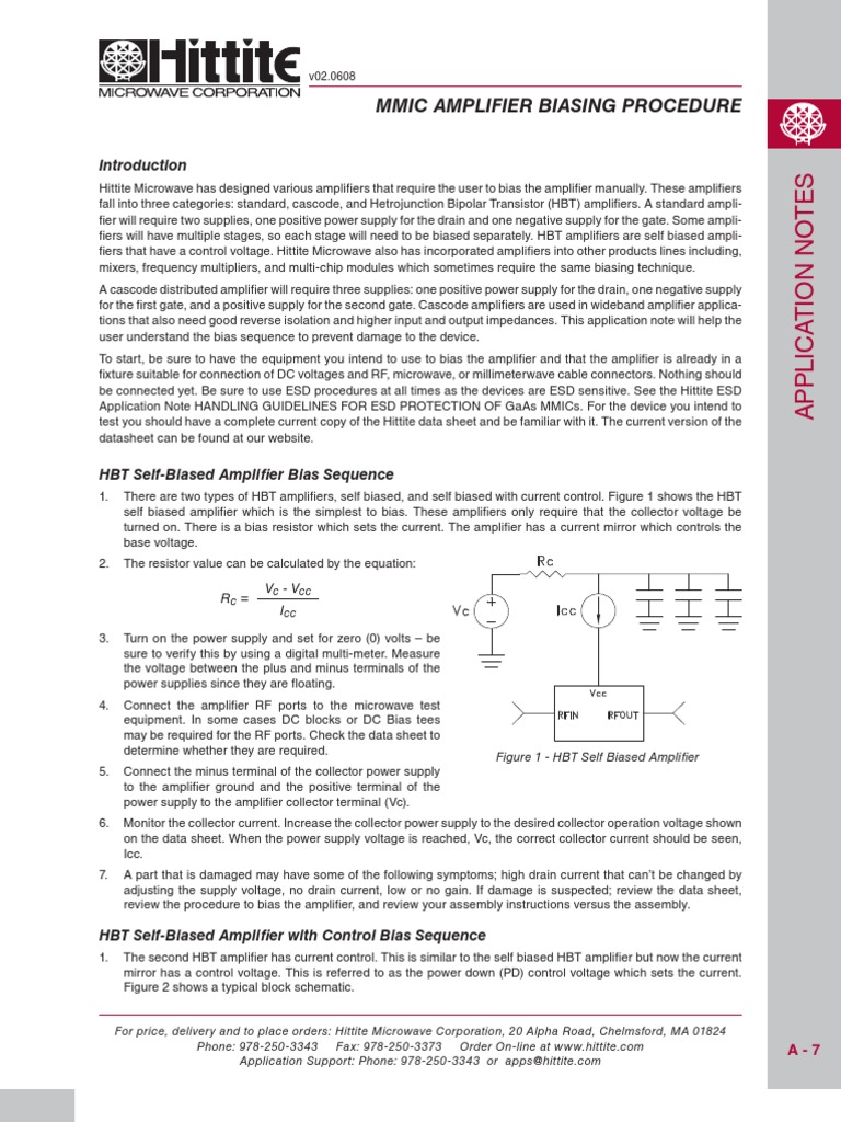 Mmic Amplifier Biasing Procedure | PDF | Amplifier | Field Effect Transistor