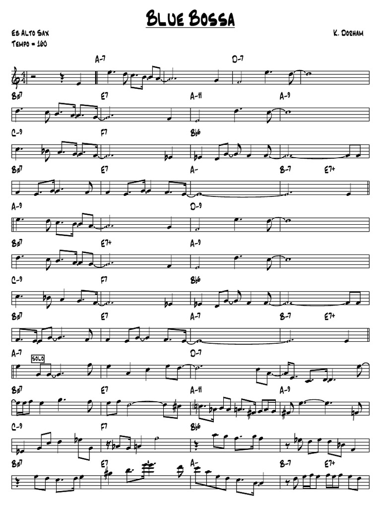 Blue Bossa Alto Sax Eb | PDF | Jazz | Music Of The African Diaspora