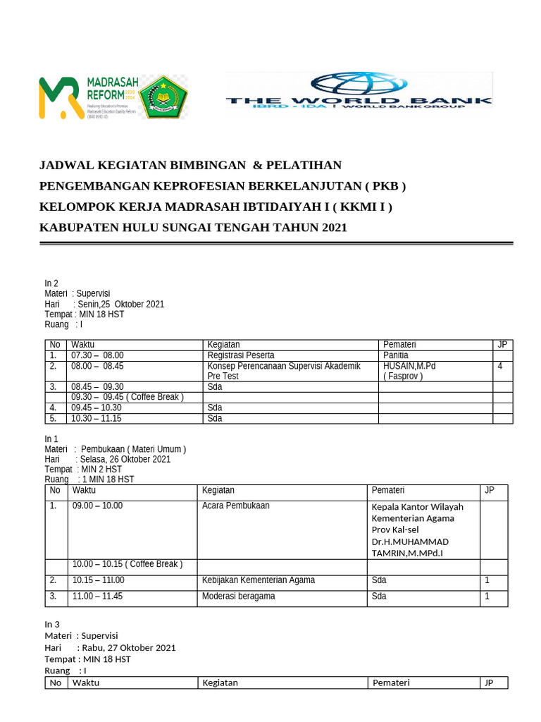 Jadwal Bimlat KKMI I | PDF